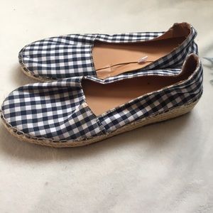 Merona | Shoes | Merona Espadrille Blue White Checkered Slip On | Poshmark